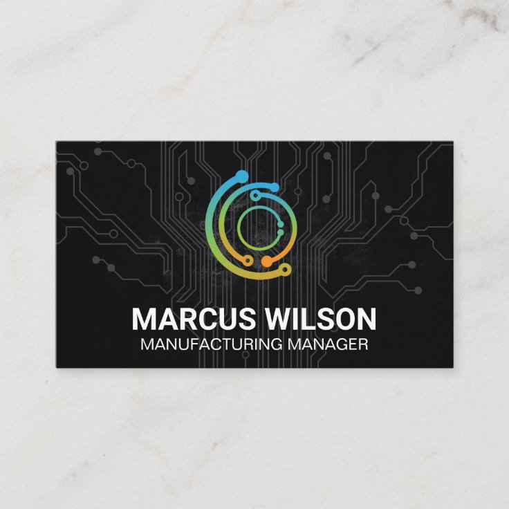 Tech Color Logo | Circuit Board Business Card | Zazzle