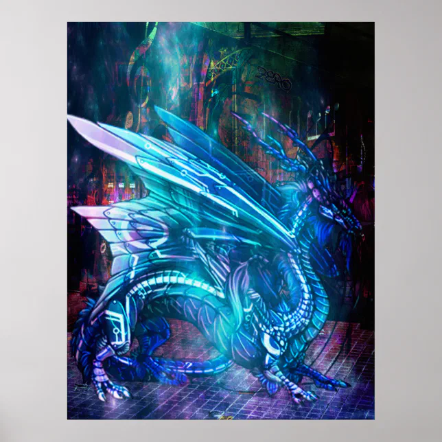 Tech dragon poster | Zazzle