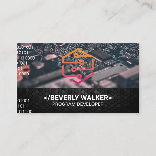Tech Logo | Binary Code Business Card | Zazzle