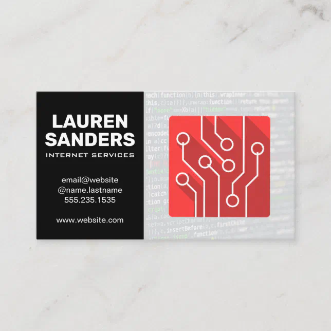 Tech Logo | Modern Coding Business Card | Zazzle