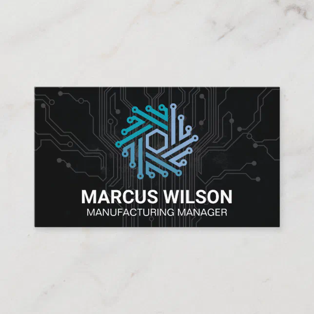 Tech Modern Logo | Circuit Board Business Card | Zazzle