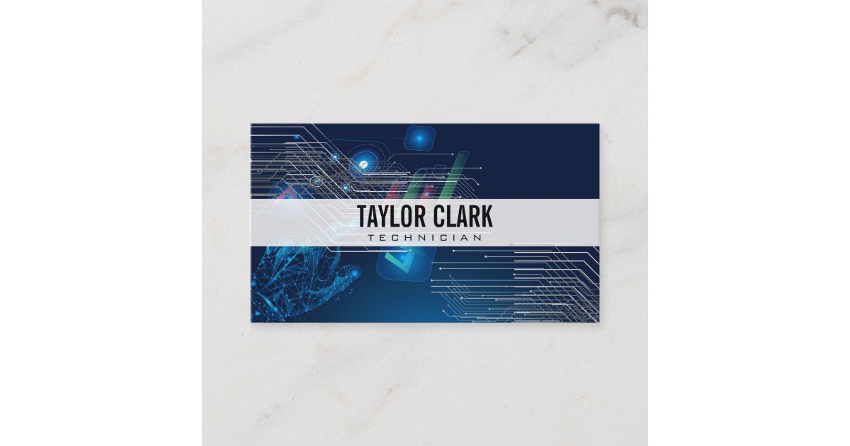 Tech Nodes and Chart Background Business Card | Zazzle