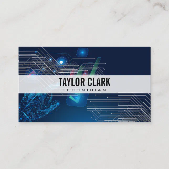 Tech Nodes and Chart Background Business Card | Zazzle