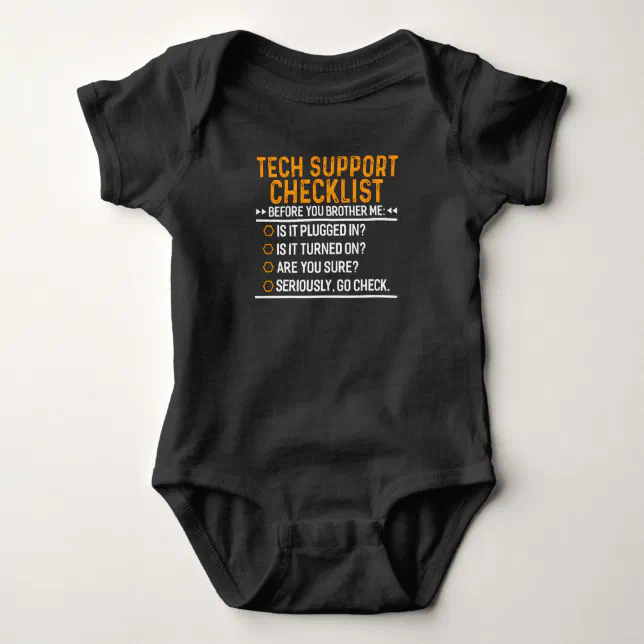 Tech Support Computer Geek Funny Techie Gift Idea Baby Bodysuit | Zazzle