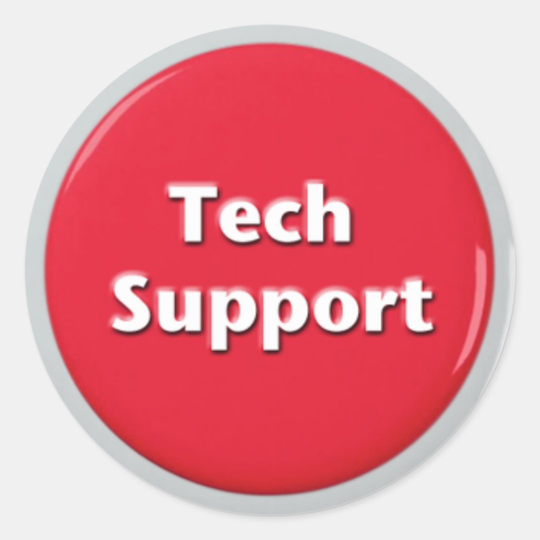 Tech Support Red Panic Button Classic Round Sticker | Zazzle