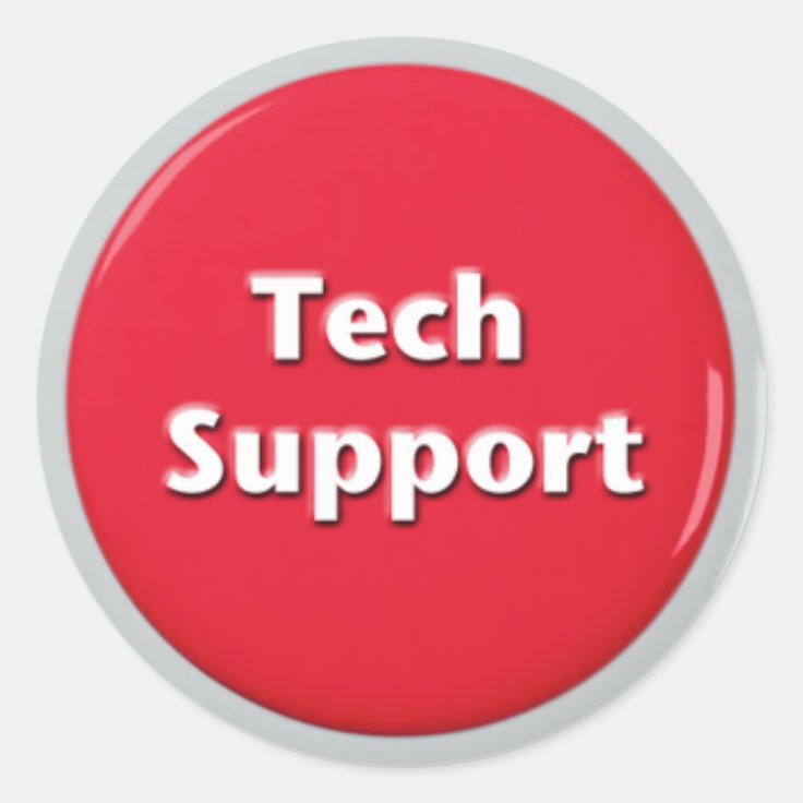 Tech Support Red Panic Button Classic Round Sticker | Zazzle