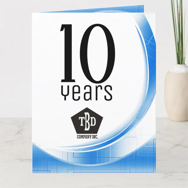 Tech wave 10 year employee anniversary award card | Zazzle