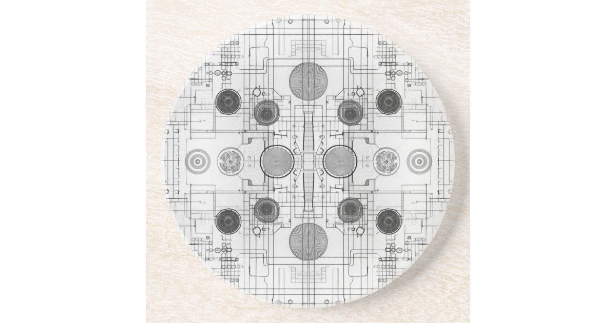Technical Drawing Plans White Design Coaster | Zazzle