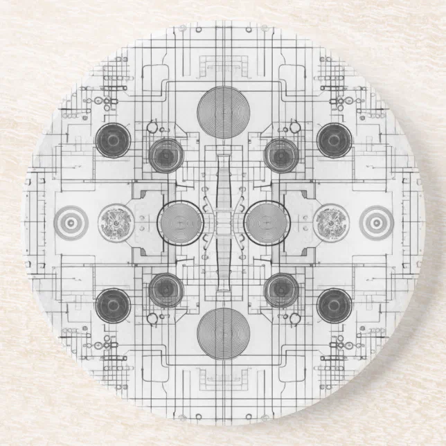 Technical Drawing Plans White Design Coaster | Zazzle