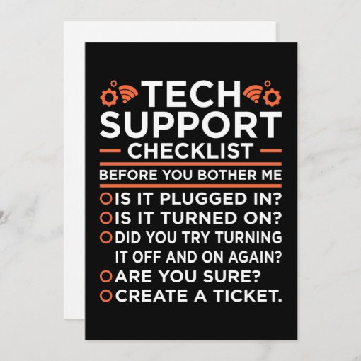 Technical Support Checklist Computer IT Programmer Invitation | Zazzle