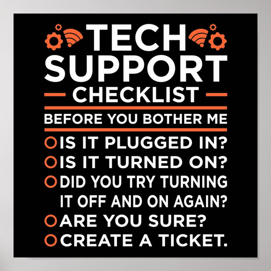 Technical Support Checklist Computer IT Programmer Poster | Zazzle