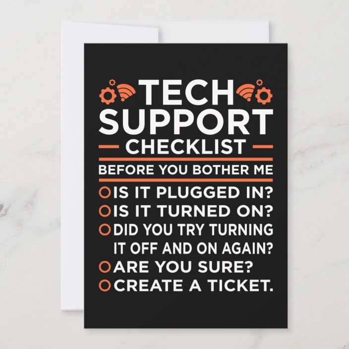 Technical Support Checklist Computer IT Programmer Thank You Card ...
