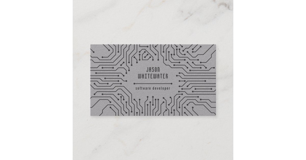 Techno Flat Sleek Modern Business Card | Zazzle