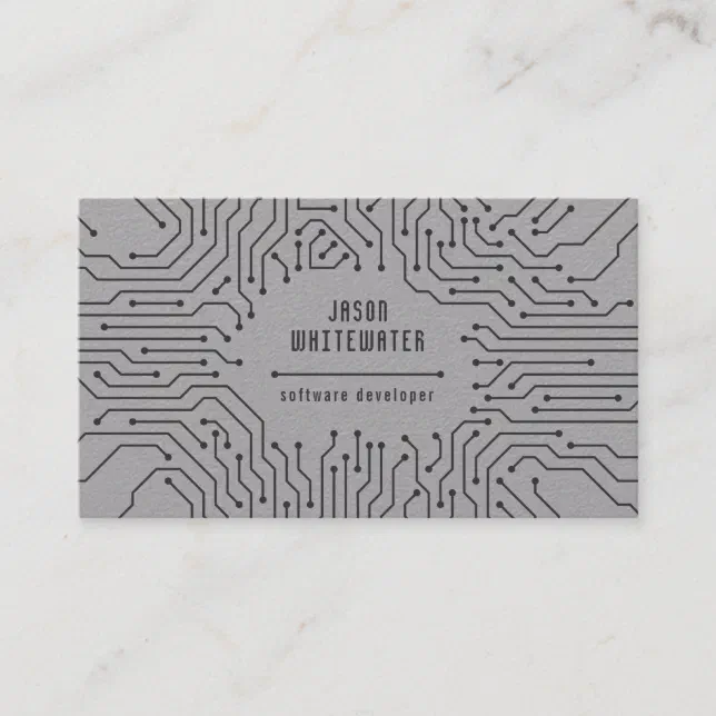 Techno Flat Sleek Modern Business Card | Zazzle