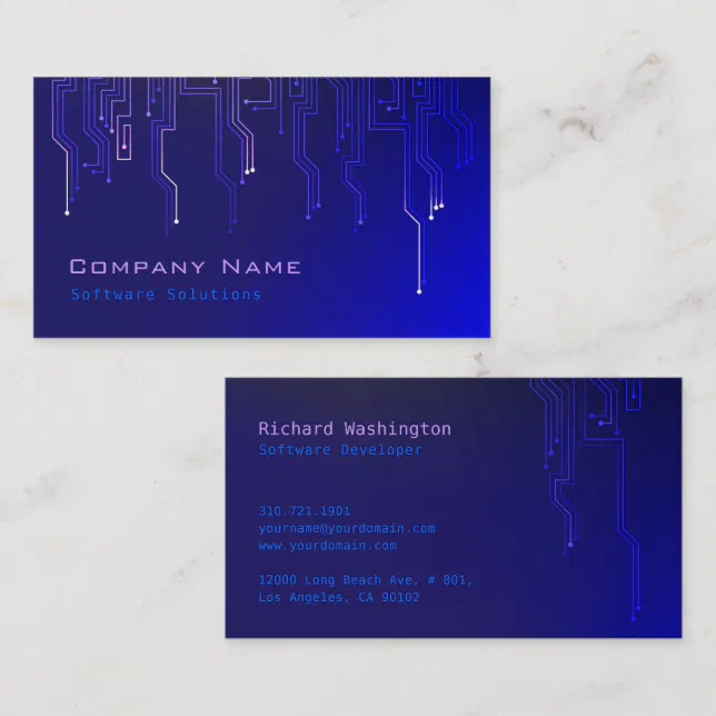 Techno Modern Design Business Card - Blue | Zazzle