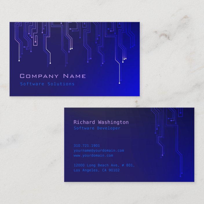 Techno Modern Design Business Card - Blue | Zazzle.com