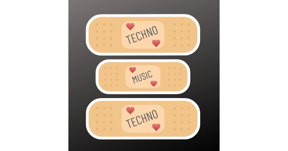 Techno music Patch / bandaid, Techno cures wounds Sticker | Zazzle