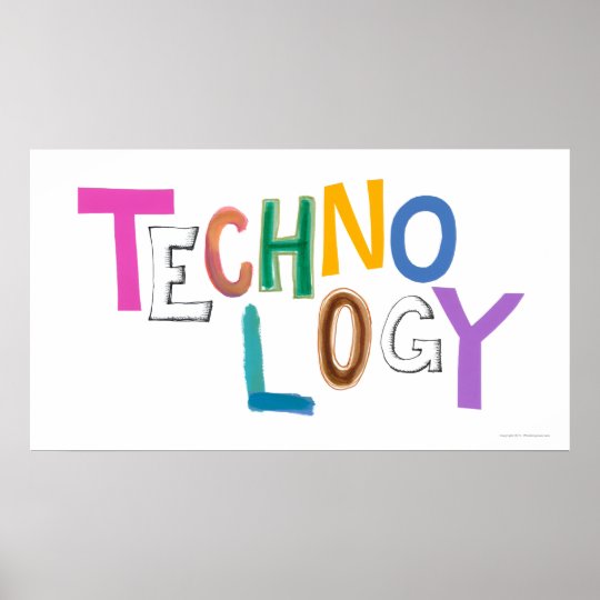 Technology modern word art tech geek fun colorful poster | Zazzle.com