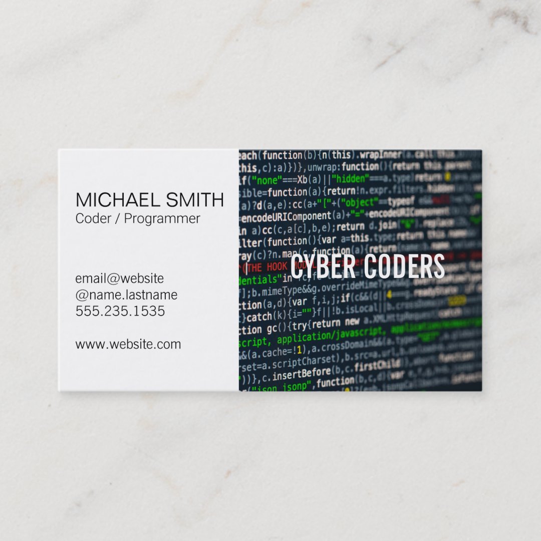 Technology Programmer Coder Business Card Zazzle 6763