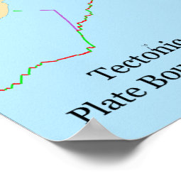 Tectonic Plates and Movement Vectors World Map Poster | Zazzle