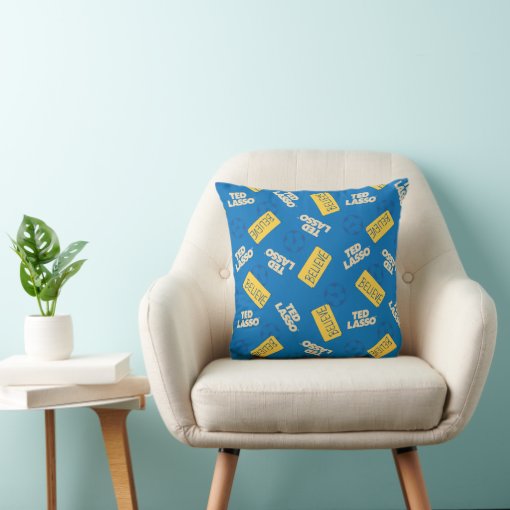 Ted Lasso | Believe Sign and Ball Toss Pattern Throw Pillow | Zazzle