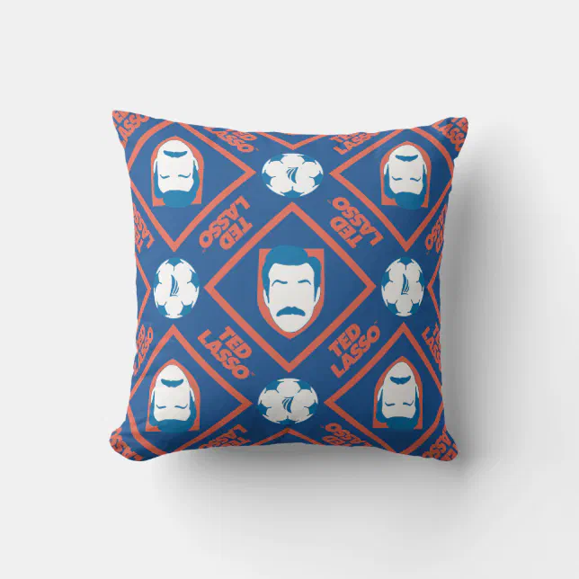 Ted Lasso | Face and Ball Diamond Pattern Throw Pillow | Zazzle