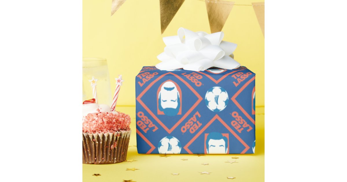 Ted Lasso Face And Ball Diamond Pattern Wrapping Paper Zazzle