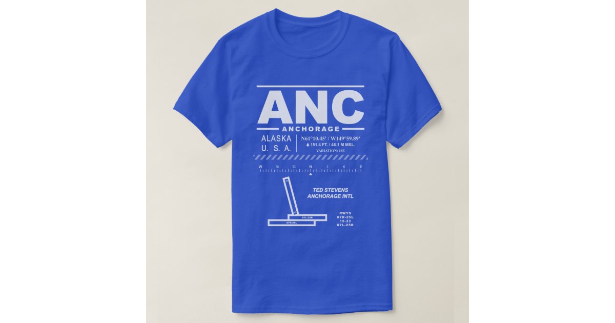 Ted Stevens Anchorage Intl Airport ANC T-Shirt | Zazzle