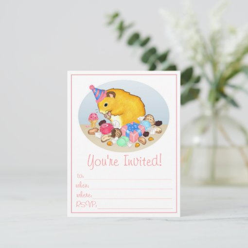 Ted the Hamster Party Invitations | Zazzle