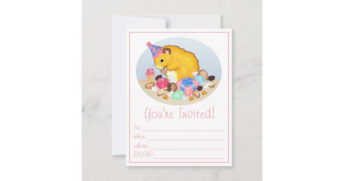 Ted the Hamster Party Invitations | Zazzle
