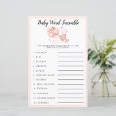 Teddy Baby Shower Pink Baby Word Scramble Game | Zazzle