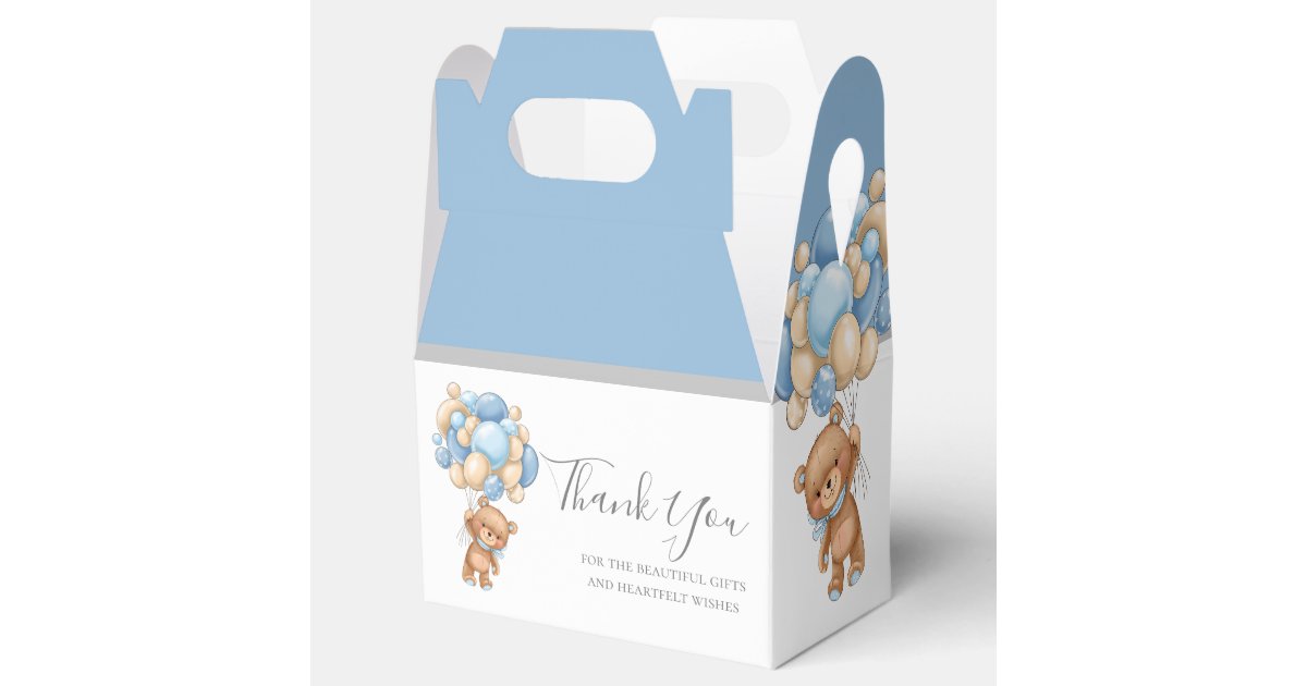 Teddy Balloon Blue Favor Box | Zazzle