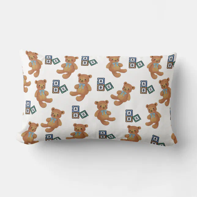 Teddy Bear & ABC Lumbar Pillow | Zazzle