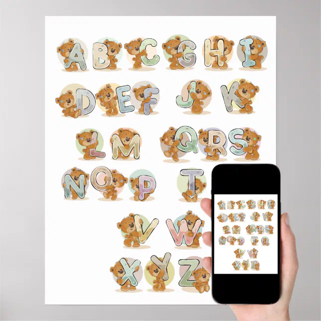 Teddy Bear Alphabet Poster | Zazzle
