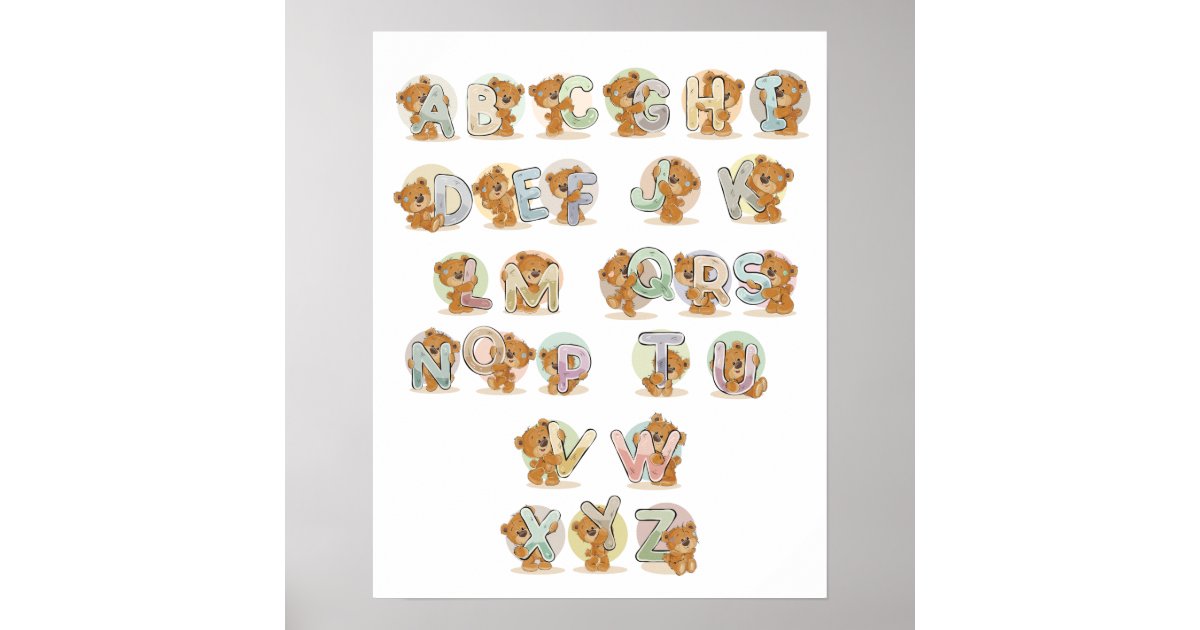 Teddy Bear Alphabet Poster | Zazzle