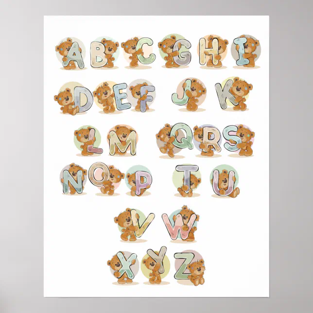 Teddy Bear Alphabet Poster | Zazzle