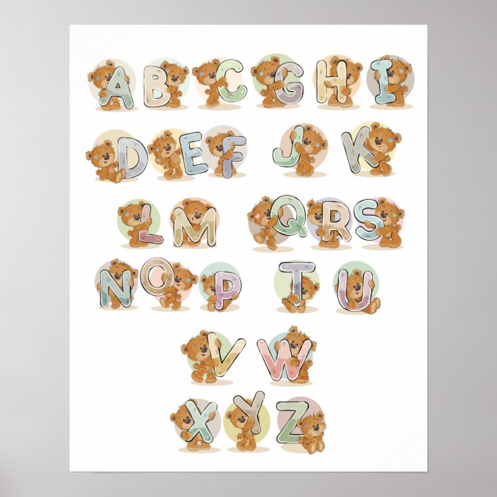 Teddy Bear Alphabet Poster | Zazzle.com