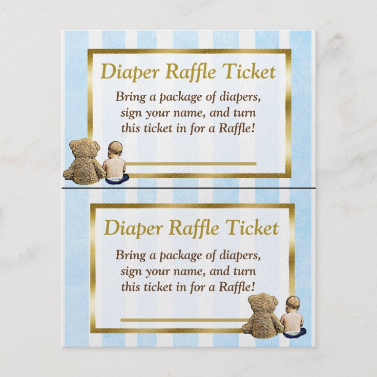 Teddy Bear and Baby Boy Baby Shower Diaper Raffle Flyer | Zazzle
