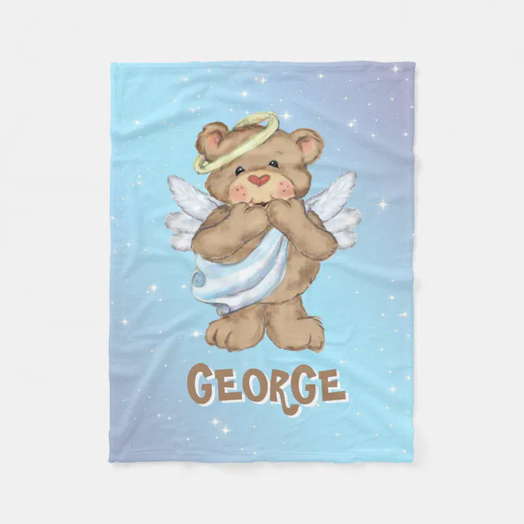 Teddy Bear Angel Fleece Blanket | Zazzle