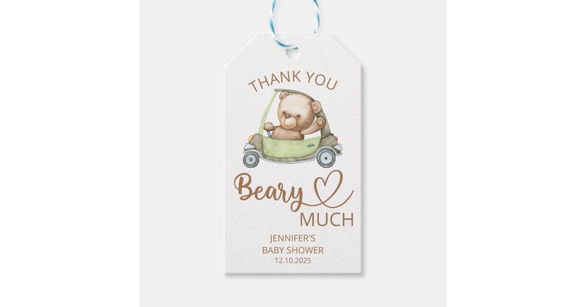 Teddy bear baby bear Thank you beary much Gift Tag | Zazzle