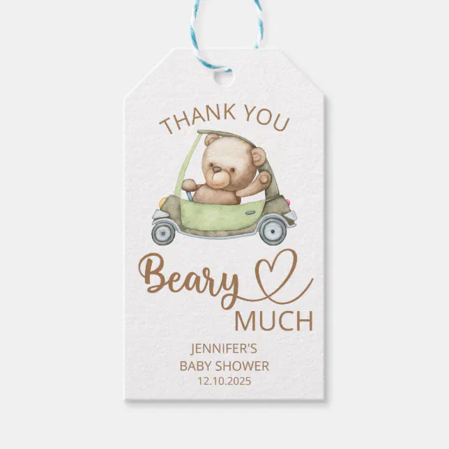 Teddy bear baby bear Thank you beary much Gift Tag | Zazzle