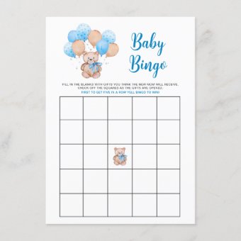 Teddy Bear Baby Bingo Game Card | Zazzle