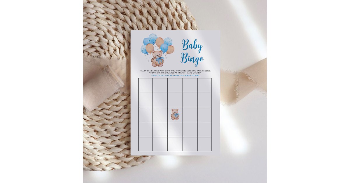 Teddy Bear Baby Bingo Game Card | Zazzle