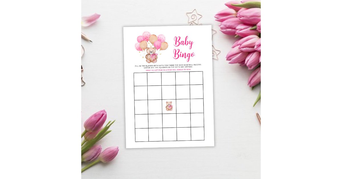 Teddy Bear Baby Bingo Game Card | Zazzle