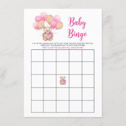 Teddy Bear Baby Bingo Game Card | Zazzle