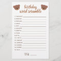 Teddy Bear Baby Birthday Word Scrambe Game | Zazzle
