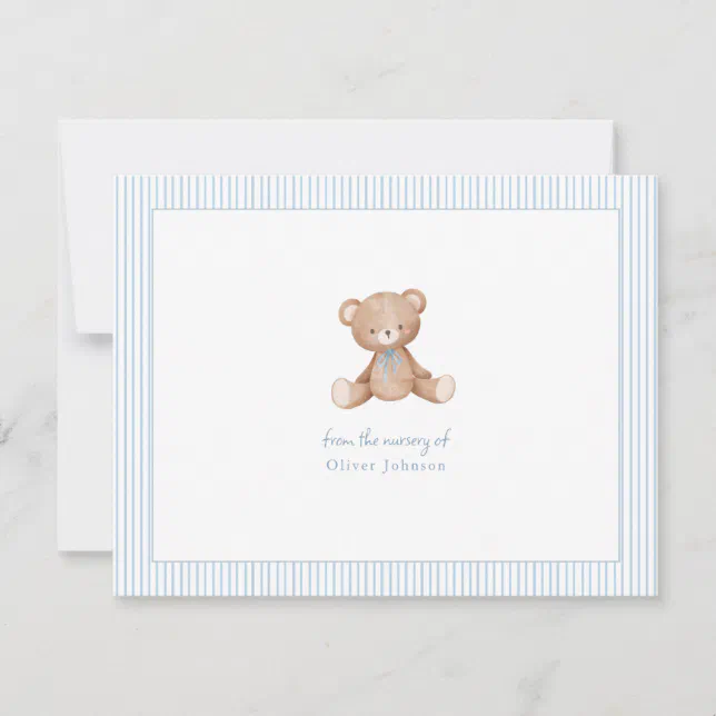 Teddy Bear Baby Boy Baby Shower Note Card | Zazzle
