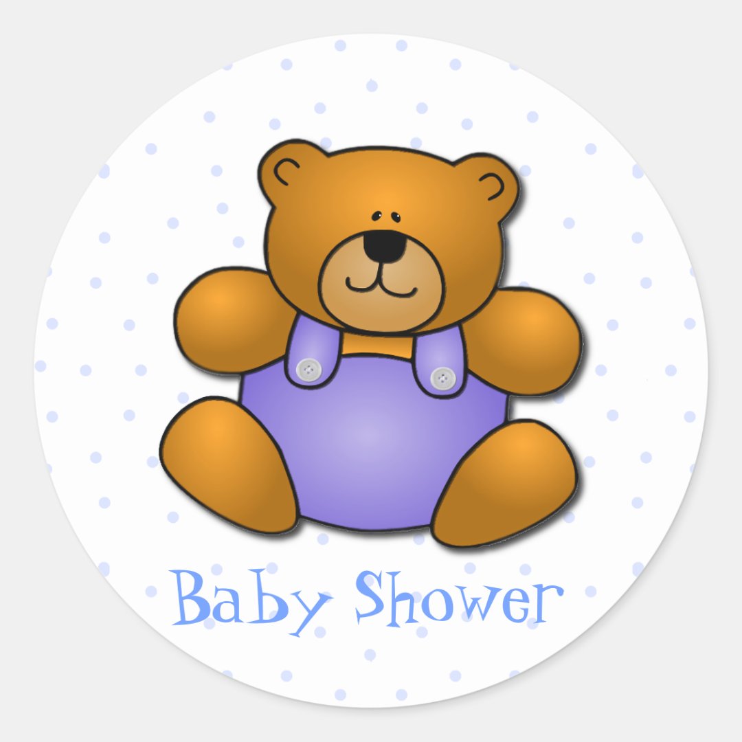 Teddy Bear Baby Boy Shower Stickers | Zazzle
