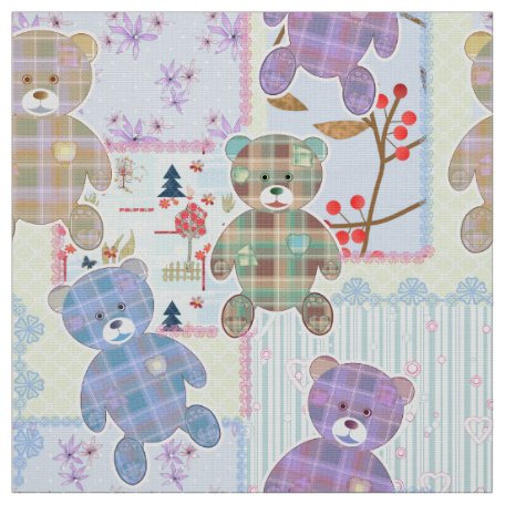 pattern of a toy teddy bear fabric | Zazzle