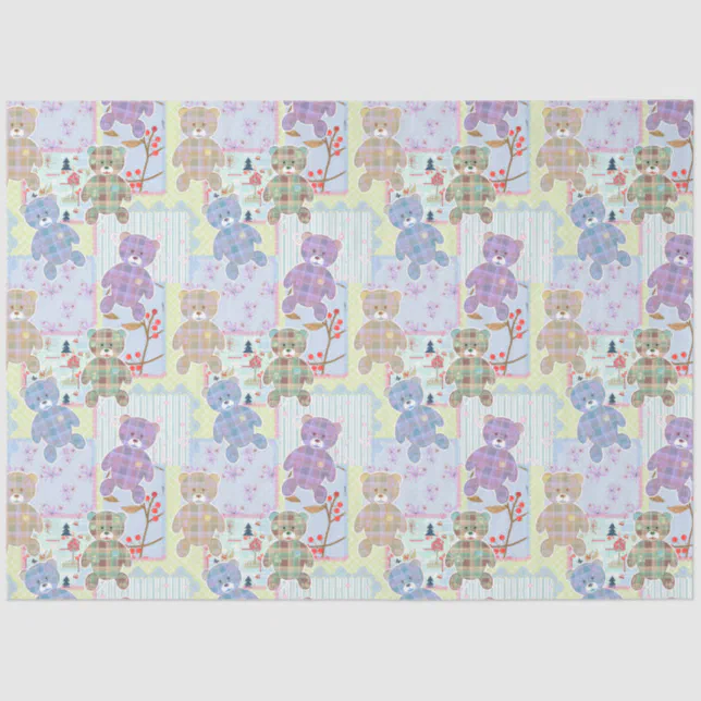 Teddy bear, baby pattern tissue paper | Zazzle